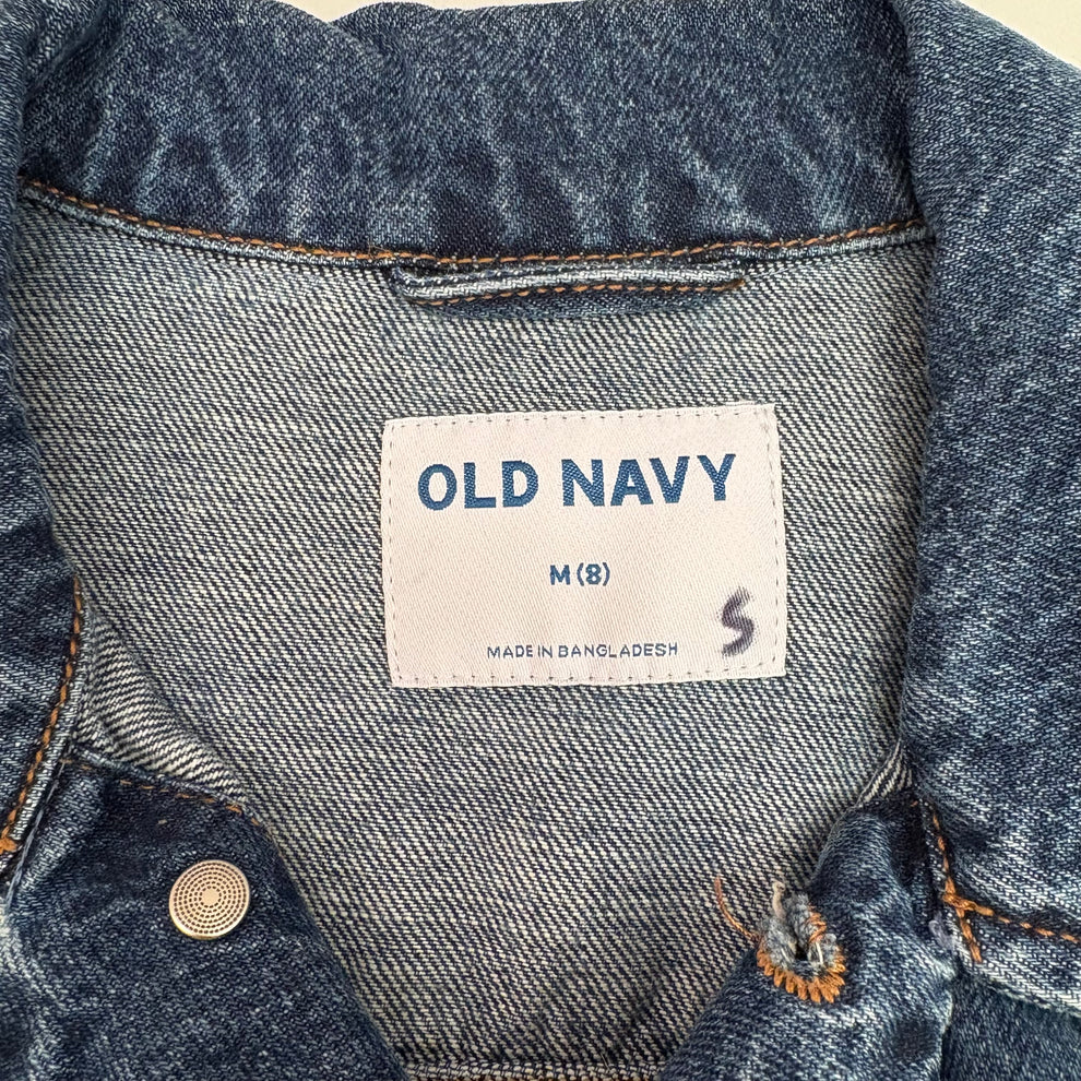 Baseball Denim Jacket | Size 8 | Dark Medium Wash – 4 Peas Handmade